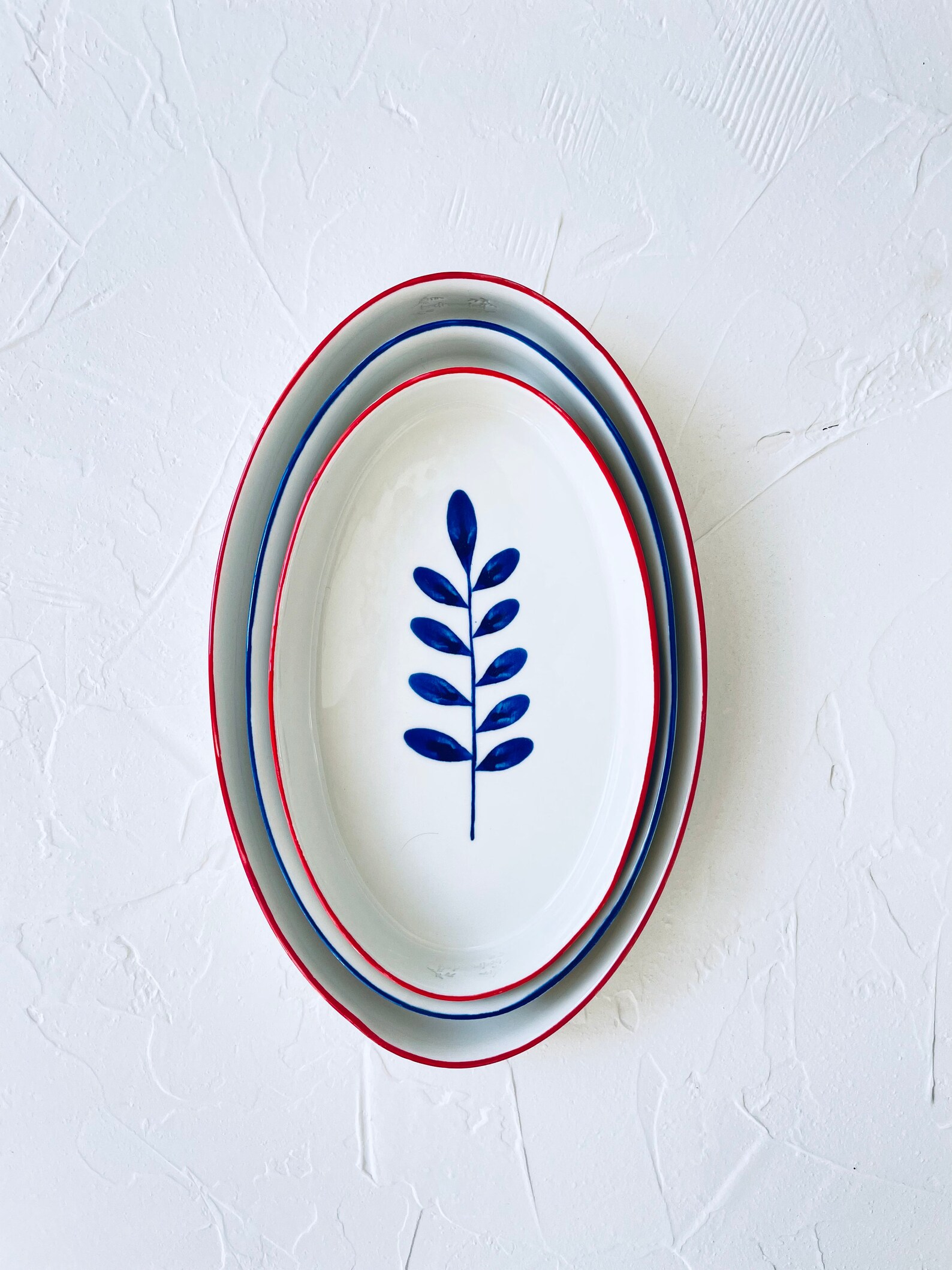 Oval Plate Set of 3, Floral Oval Plate, Handmade Pottery Serving Tray ...