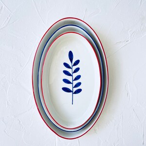 Oval Plate Set of 3, Floral Oval Plate, Handmade Pottery Serving Tray ...