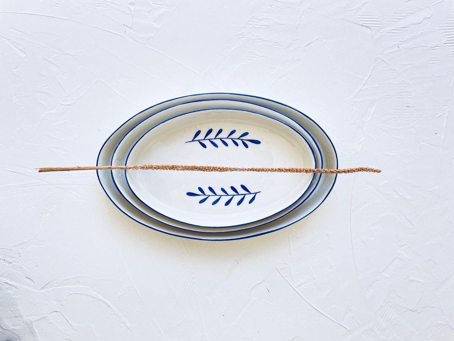 Oval Plate Set of 3 Floral Oval Plate Handmade Pottery - Etsy