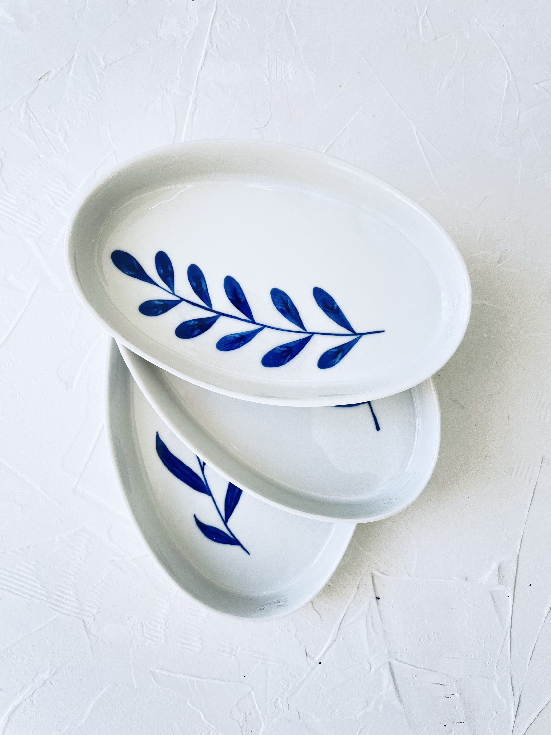 Oval Plate Set of 3, Floral Oval Plate, Handmade Pottery Serving Tray ...