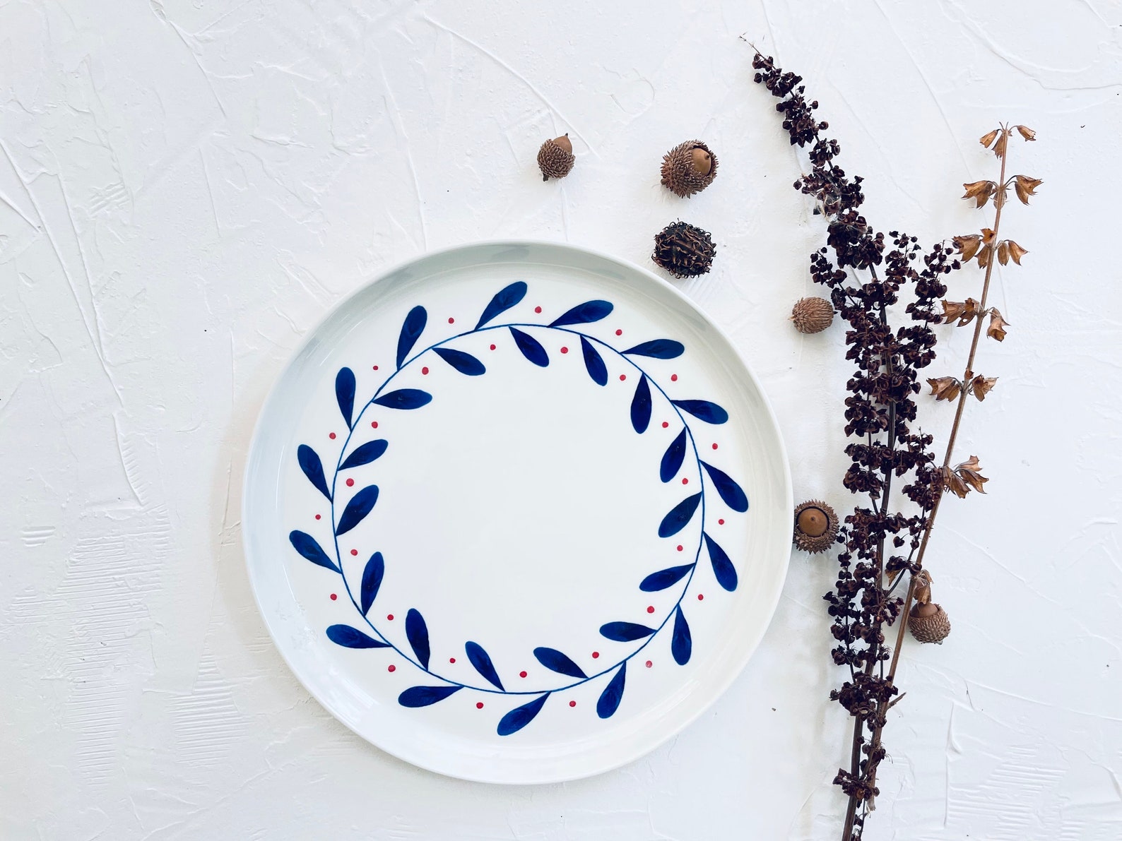 Blue Florish Plate, Botanic Plates, Blue Dinnerware, Vintage Plates ...