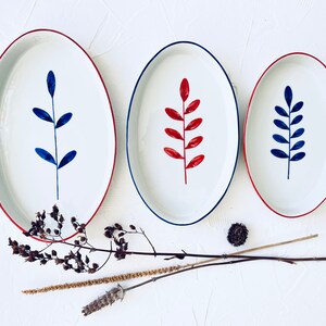Oval Plate Set of 3, Floral Oval Plate, Handmade Pottery Serving Tray ...