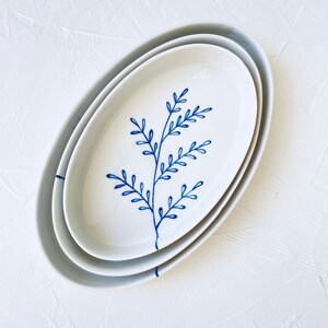 Oval Plate Set of 3, Floral Oval Plate, Handmade Pottery Serving Tray ...