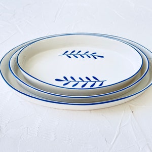Oval Plate Set of 3, Floral Oval Plate, Handmade Pottery Serving Tray ...