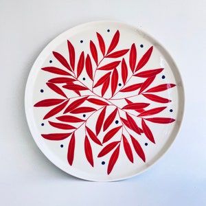 Red and Blue Plate / Dinnerware Plate / Handmade Porcelain Dish ...