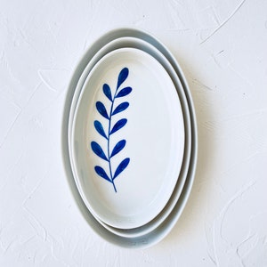 Oval Plate Set of 3, Floral Oval Plate, Handmade Pottery Serving Tray ...
