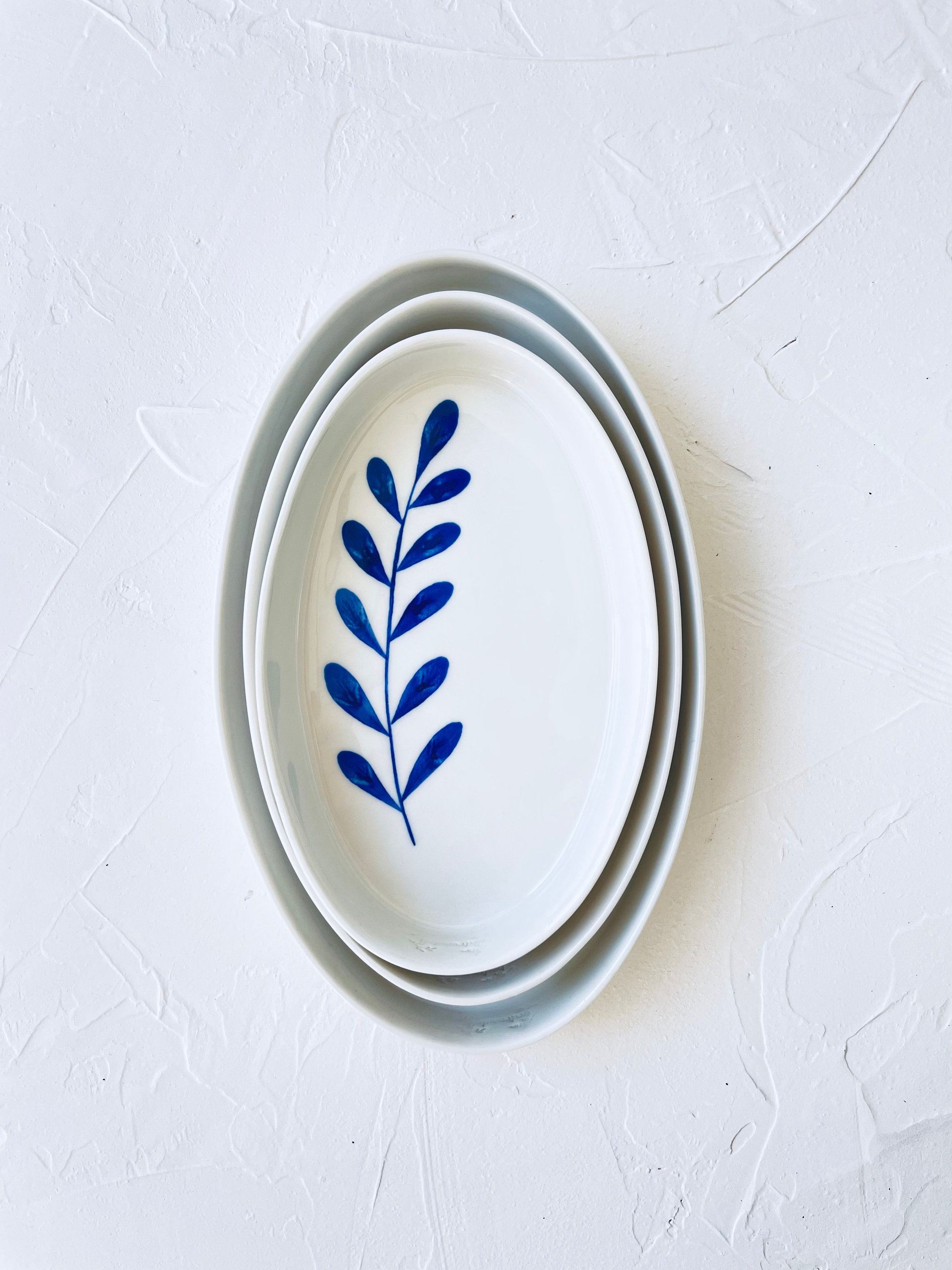 Oval Plate Set of 3, Floral Oval Plate, Handmade Pottery Serving Tray ...