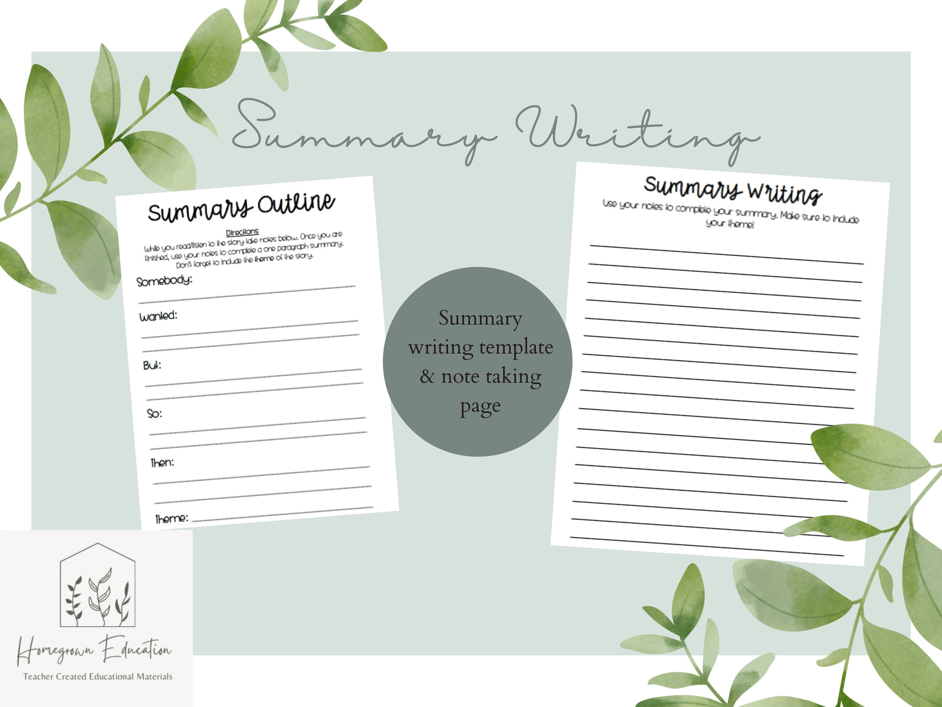 Summary Writing Template