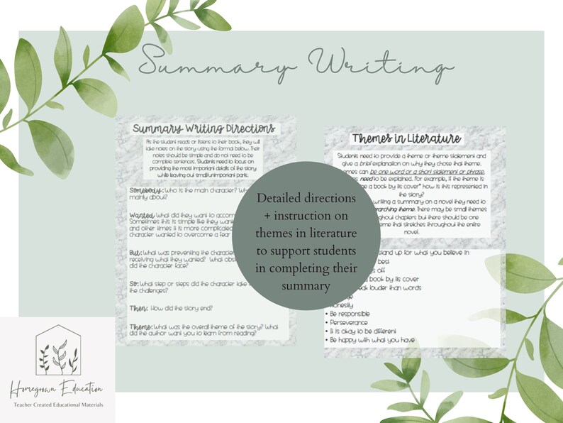 Summary Writing Template and Note Page. Writing, Reading, Template ...