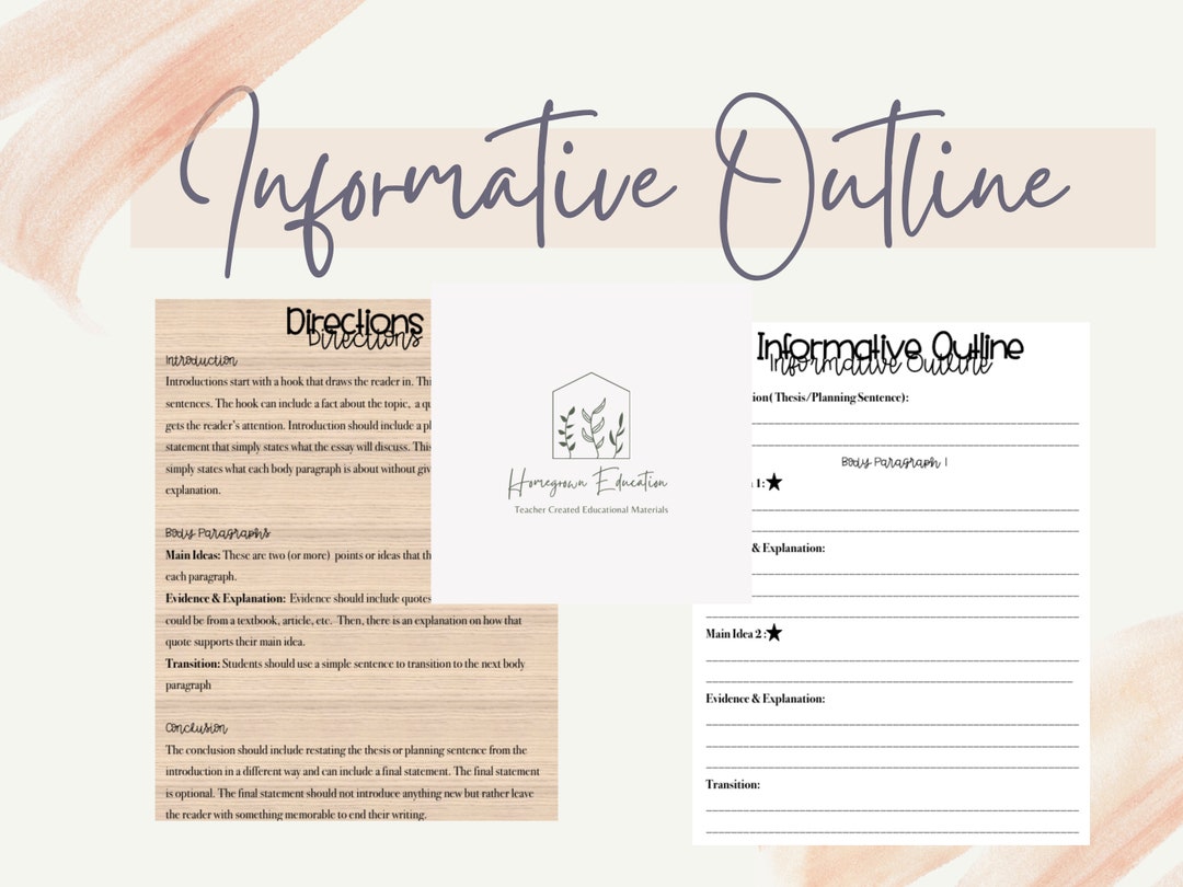 Informative Writing Outline. Template, Writing, Essay, Homeschool ...