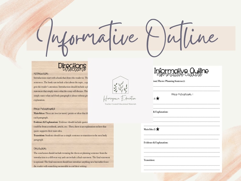 Informative Writing Outline. Template, Writing, Essay, Homeschool ...
