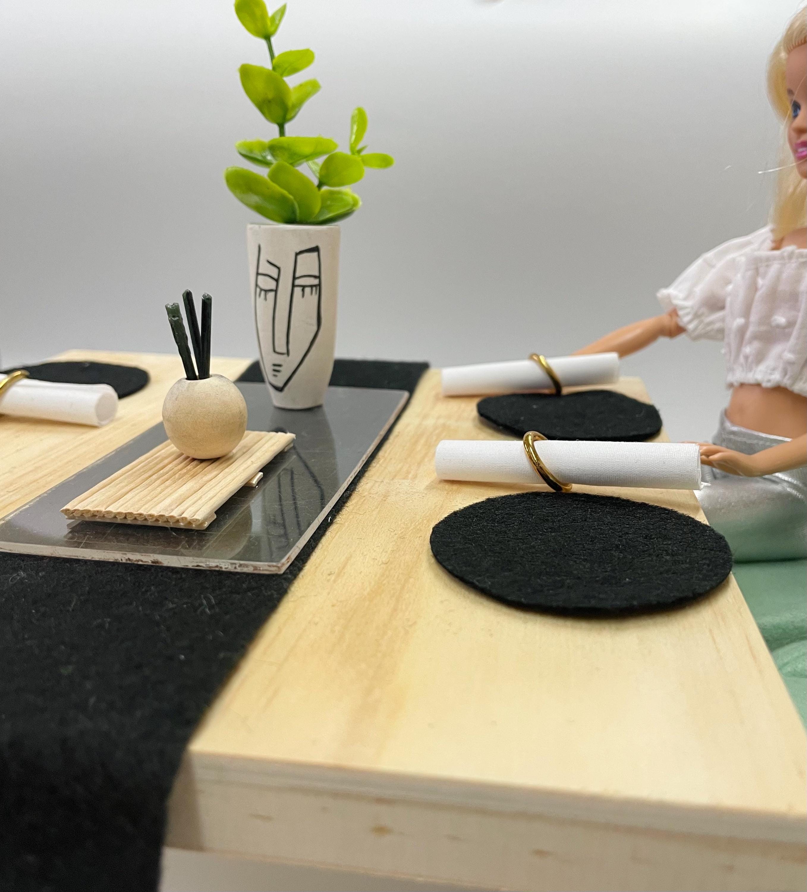 Dollhouse Dining Table, Accessories Wooden Table for Dolls, Dollhouse ...