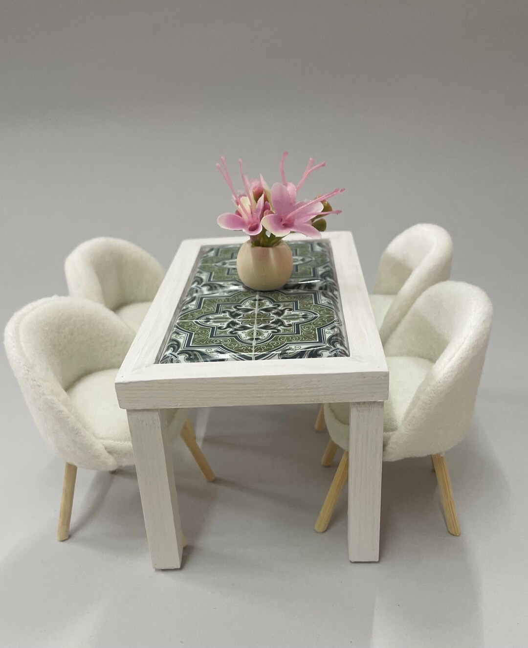 Miniature Dining/desk Table, 1:12 Scale Wooden Table, Dollhouse Wooden ...