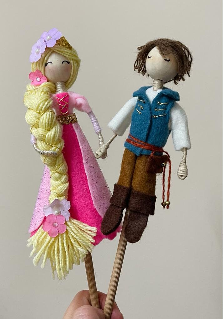 Rapunzel and Prince Puppets Set Fairy Tale Puppets Fairy - Etsy