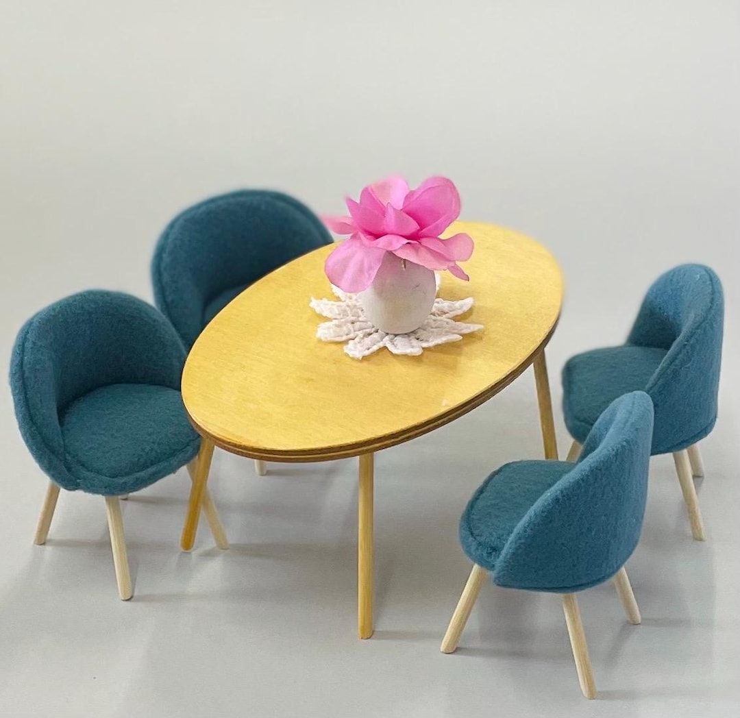 Miniature Oval Dining Table, Dollhouse Table, Doll House Furniture ...