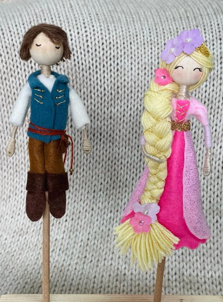 Rapunzel and Prince Puppets Set Fairy Tale Puppets Fairy - Etsy