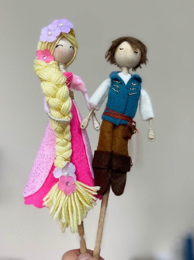 Rapunzel and Prince Puppets Set Fairy Tale Puppets Fairy - Etsy