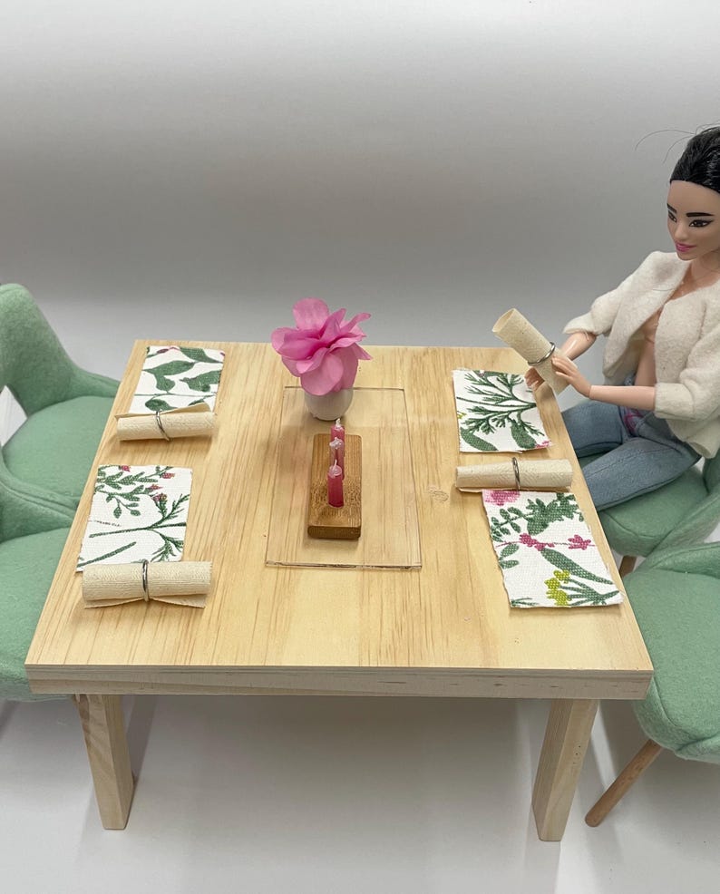 Dollhouse Dining Table, Accessories Wooden Table for Dolls, Dollhouse ...