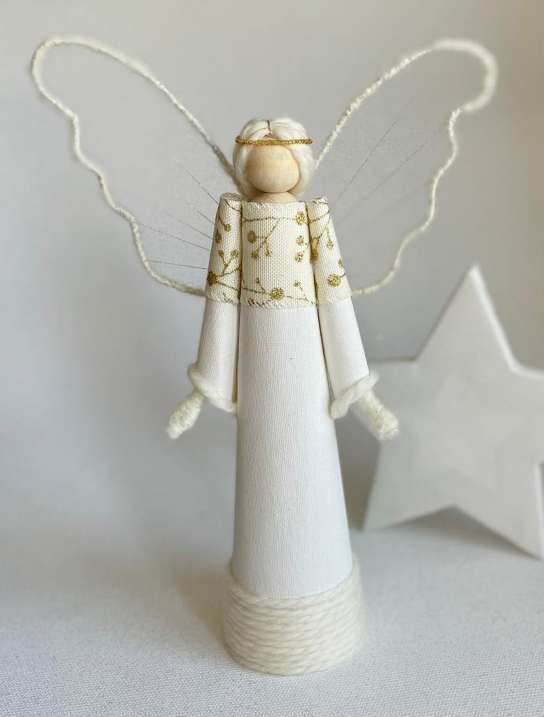 Canvas Christmas Tree Angel Topper, Christmas Standing Angel, Handmade ...