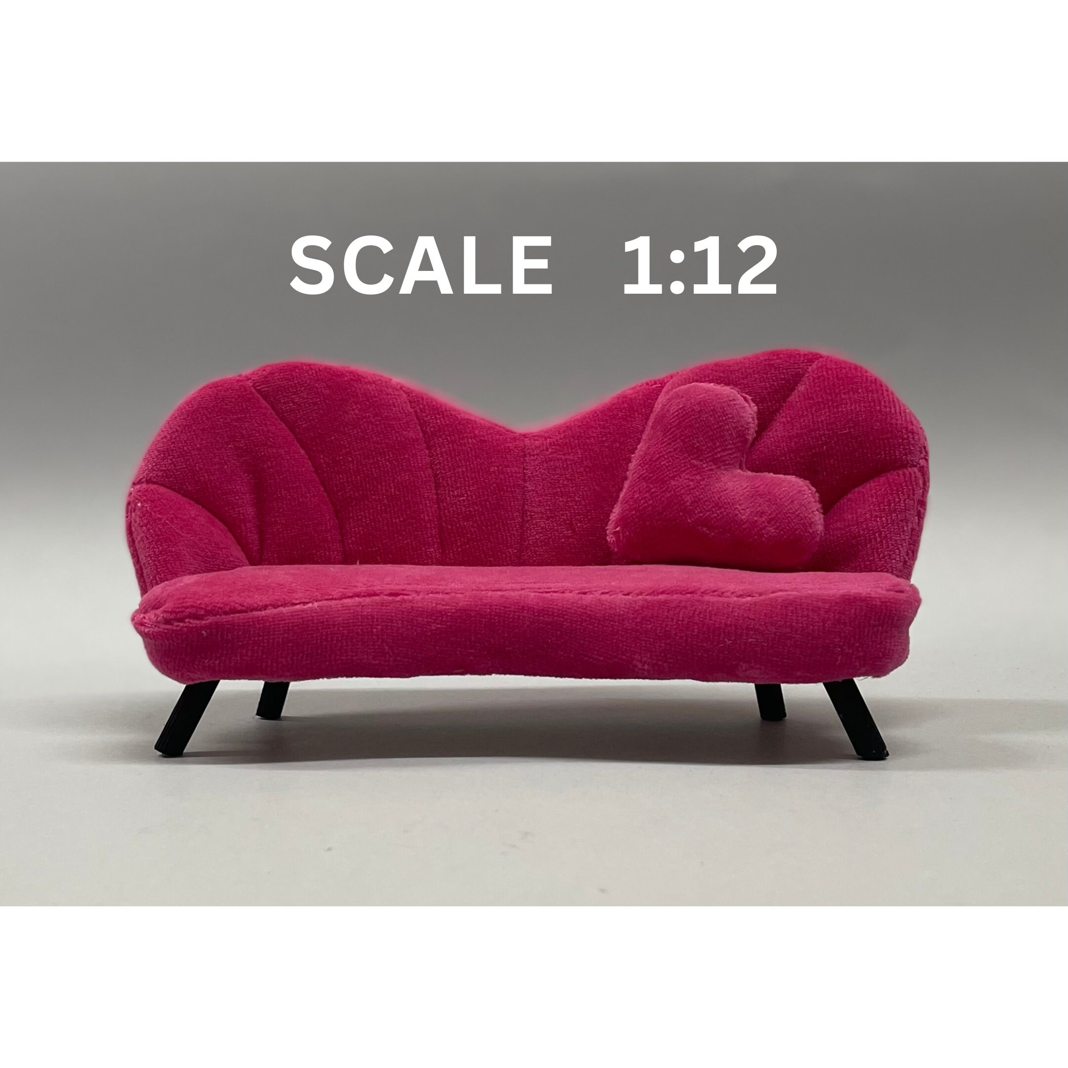 Miniature Pink Sofa, 1:12 Scale Sofa, Miniature Furniture, Modern Sofa ...