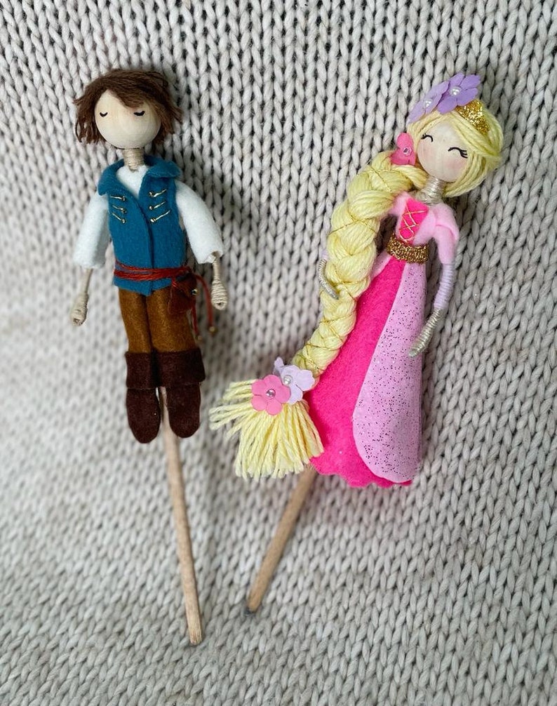 Rapunzel and Prince Puppets Set Fairy Tale Puppets Fairy - Etsy