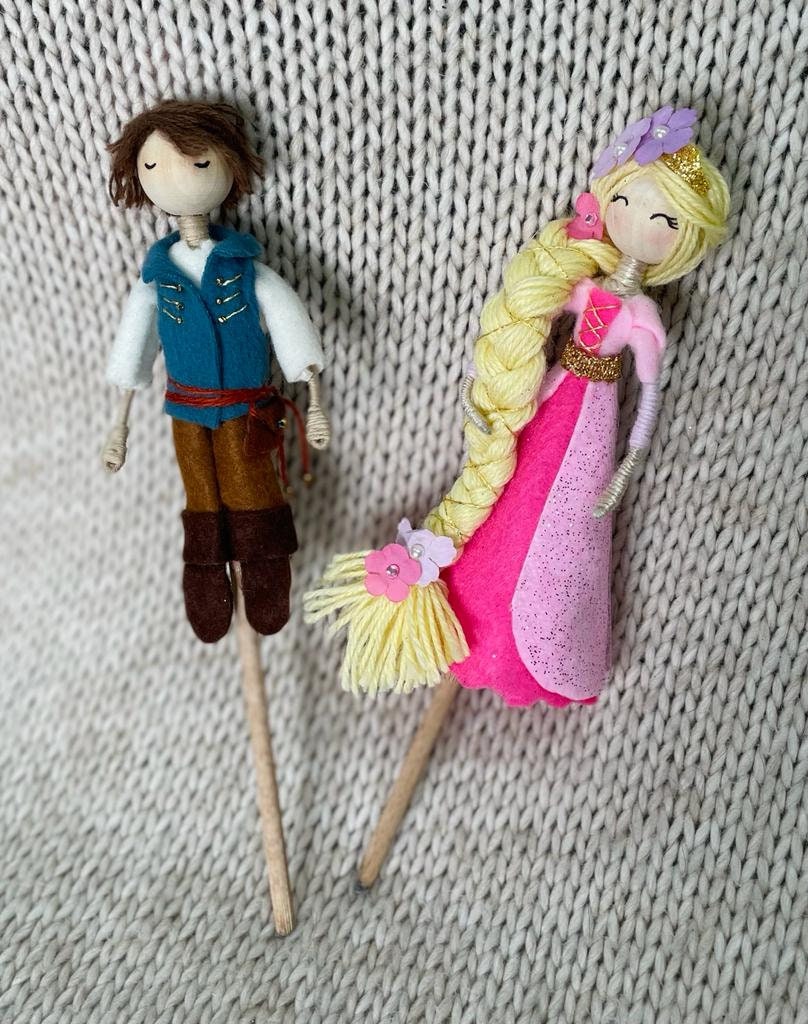 Rapunzel and Prince Puppets Set Fairy Tale Puppets Fairy - Etsy