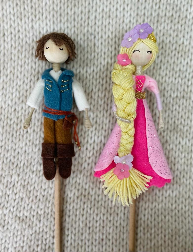 Rapunzel and Prince Puppets Set Fairy Tale Puppets Fairy - Etsy