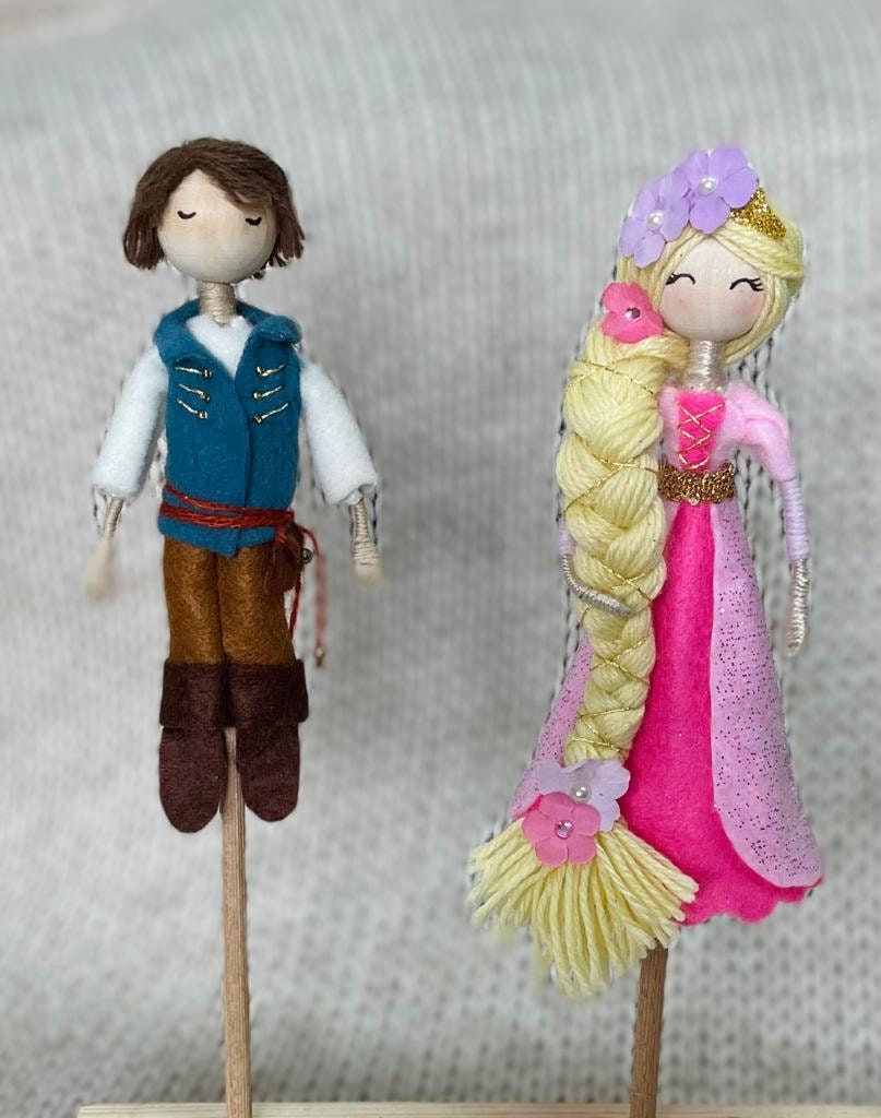 Rapunzel and Prince Puppets Set Fairy Tale Puppets Fairy - Etsy