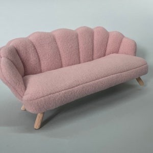 Miniature Dollhouse Sofa – 1:12 Scale Shell Back Couch – Handmade ...
