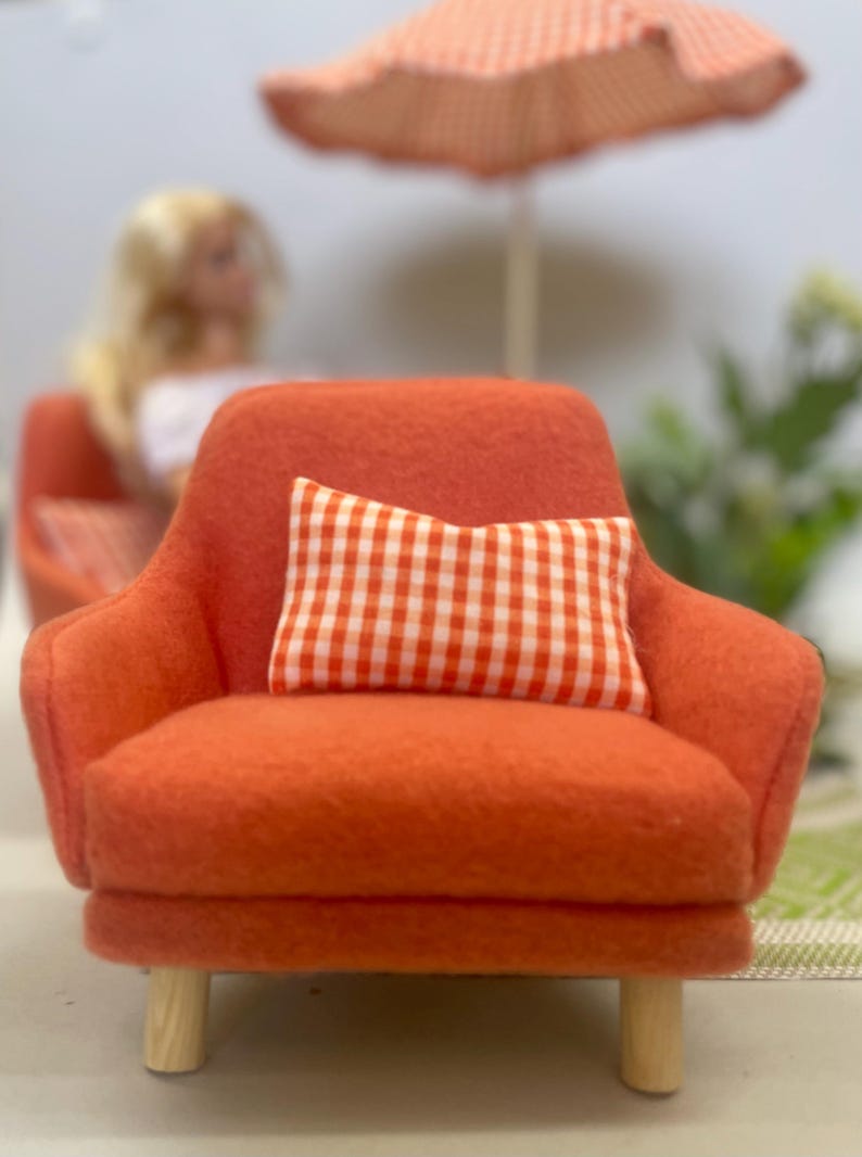 Dollhouse Modern Armchair, 1:6 Scale Miniature Furniture for 12” Dolls ...