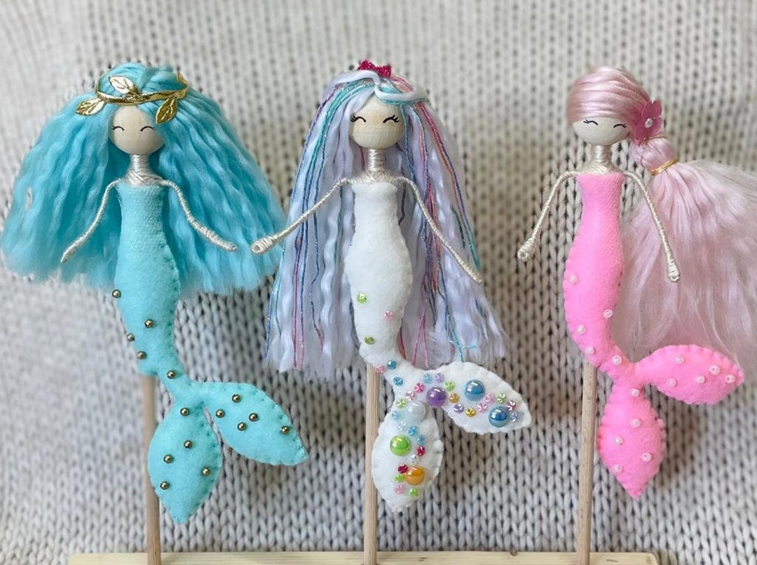 Mermaid Puppets Set of 3, Mermaid Dolls, Fairy Tale Dolls, Puppet ...
