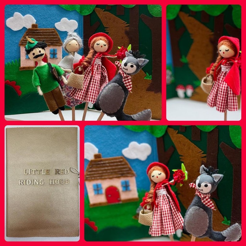 Little Red Riding Hood Puppets: Handmade Fairy Tale Theatre Set - Etsy