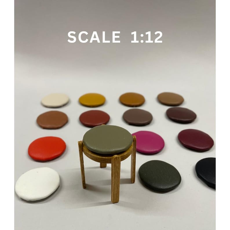 1:12 Scale Miniature Stool, Dollhouse Furniture, Choose Your Colour ...