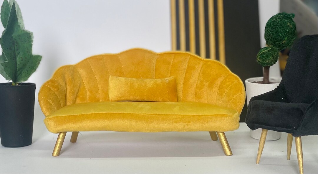 Art Deco Miniature Sofa, 1:12 Scale Sofa, Miniature Furniture, Modern ...
