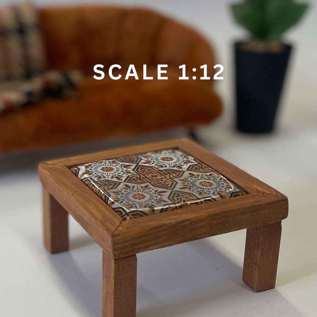 Miniature Table, Dollhouse Coffee Table, 1:12 Scale Wooden Side Table ...