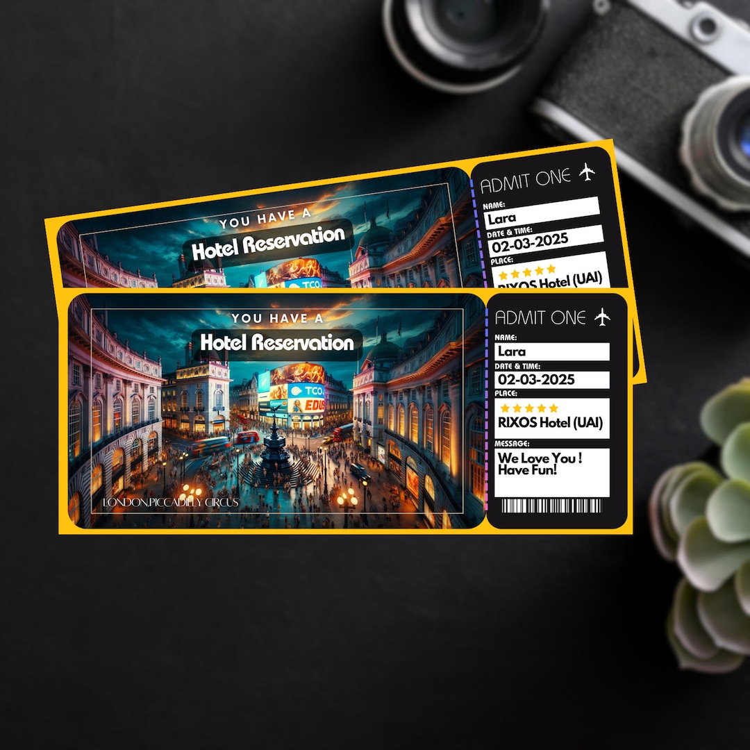London Boarding Pass Hotel Ticket Template Suprise Card Travel Print ...