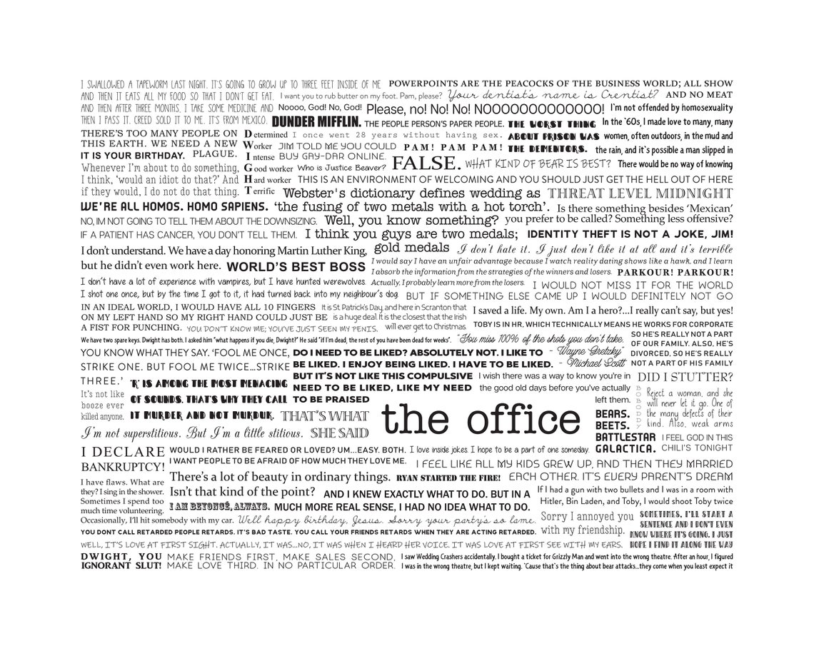 The Office Quote Collage | INSTANT DOWNLOAD | Office Quote Art | Home ...