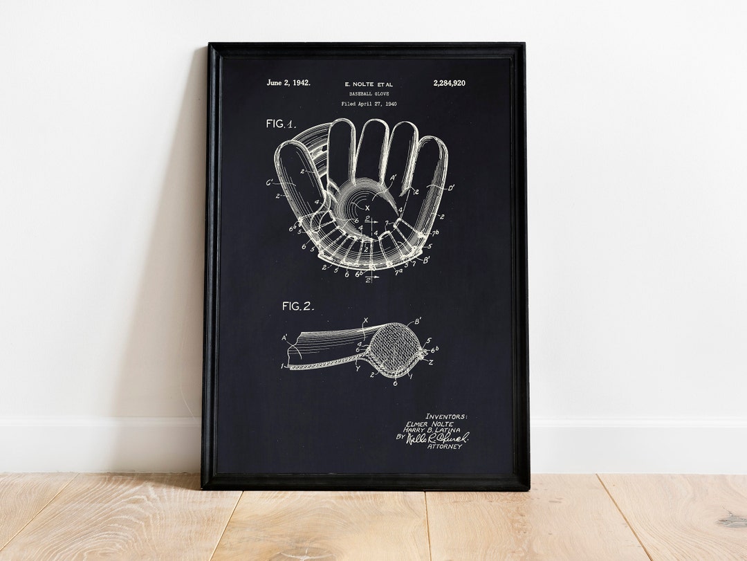 Baseball Glove Patent Print INSTANT DOWNLOAD Baseball Gift Baseball ...
