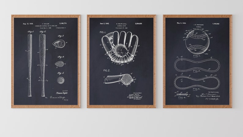 Baseball Patent Print Set | INSTANT DOWNLOAD | Baseball Gift | Baseball ...