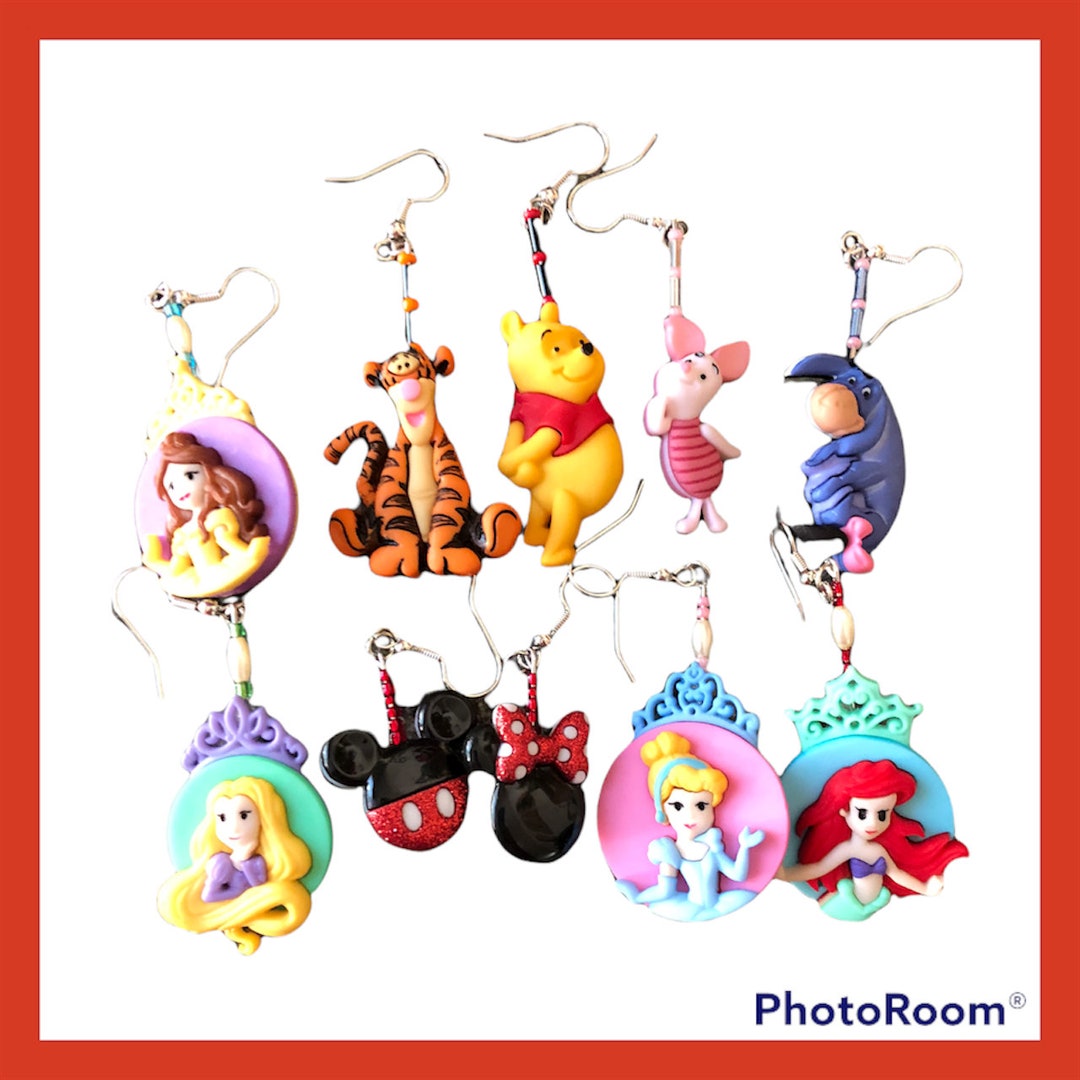 Princess and Cartoon Button Earrings - Etsy