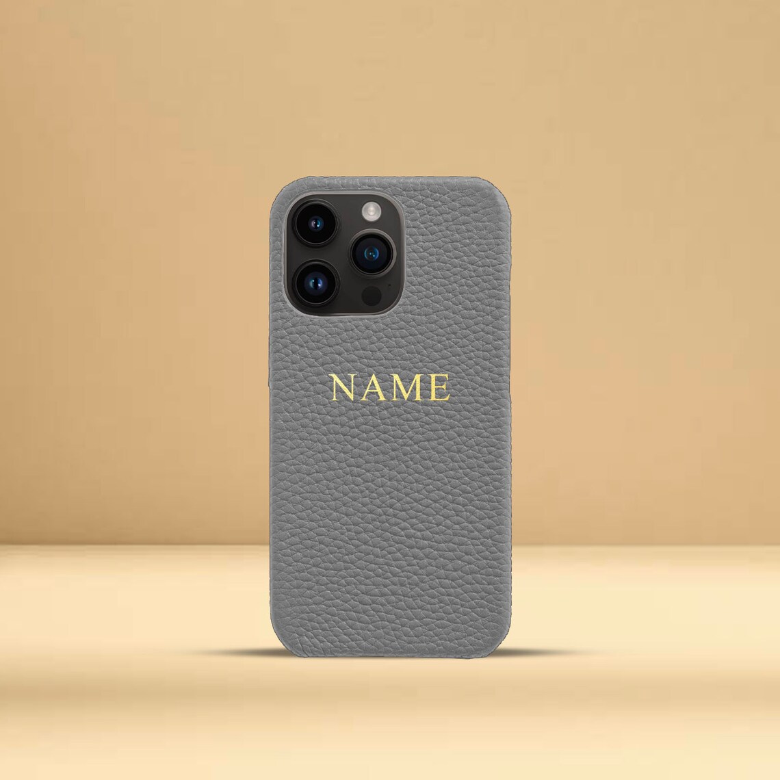 Personalised Grey Pebble Leather Phone Case, iPhone 13 Mini, iPhone 13 ...