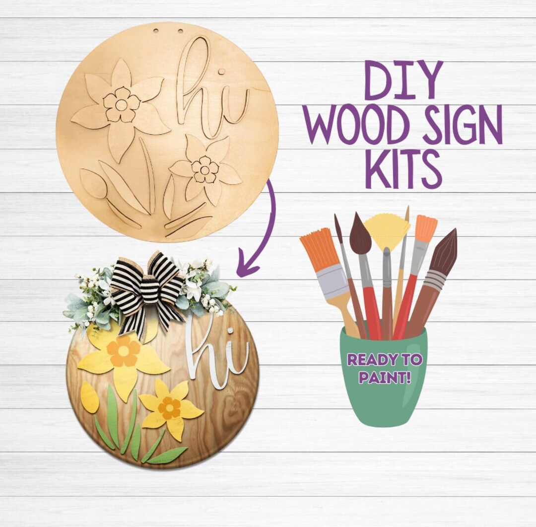 Unfinished Wood Round DIY Kit DIY Kits for a Adults Door Decor Wooden ...