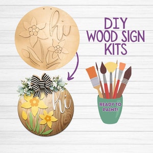Unfinished Wood Round DIY Kit DIY Kits for a Adults Door Decor Wooden ...