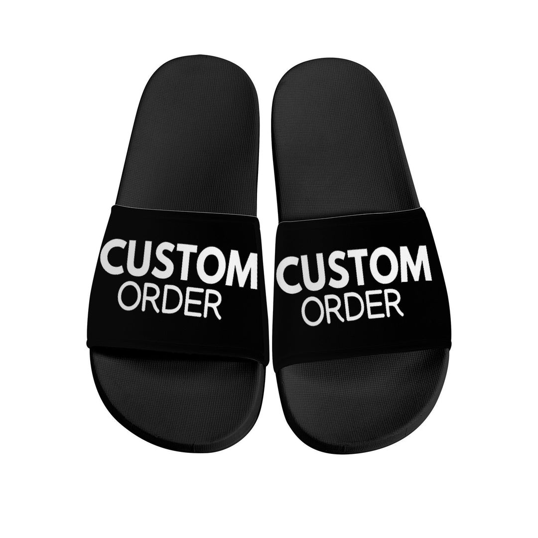 Custom Slides Black Sandals Personalized Slippers Custom - Etsy