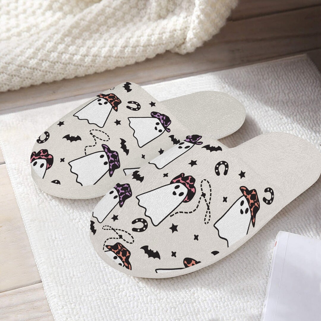 Cowboy Ghost Slippers Funny Graphic Halloween Slippers - Etsy