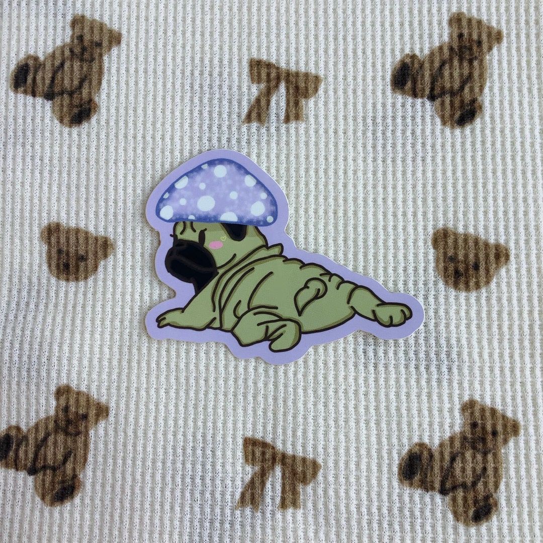 Mushroom Pug Lucy Waterproof Sticker - Etsy