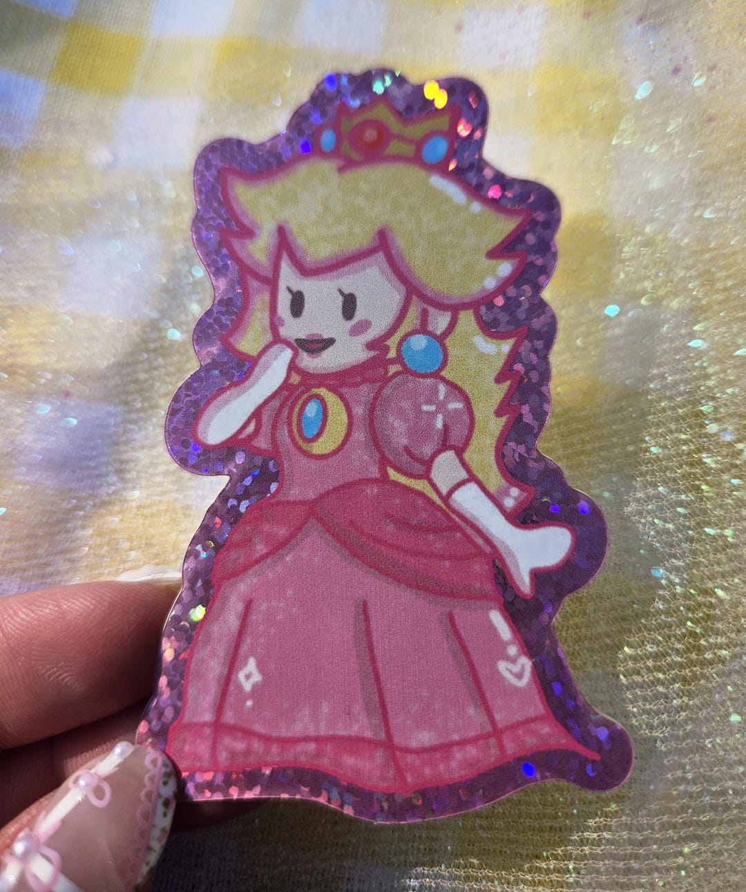 Princess Peach Holo Sparkly 3 Inch Sticker - Etsy