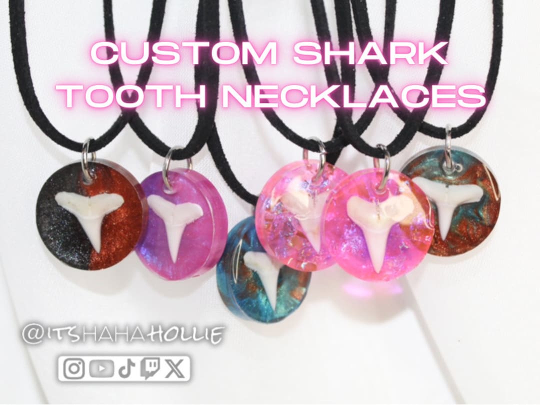 CUSTOM COMMISSION Color Shark Tooth Necklace With Resin Pendants and ...