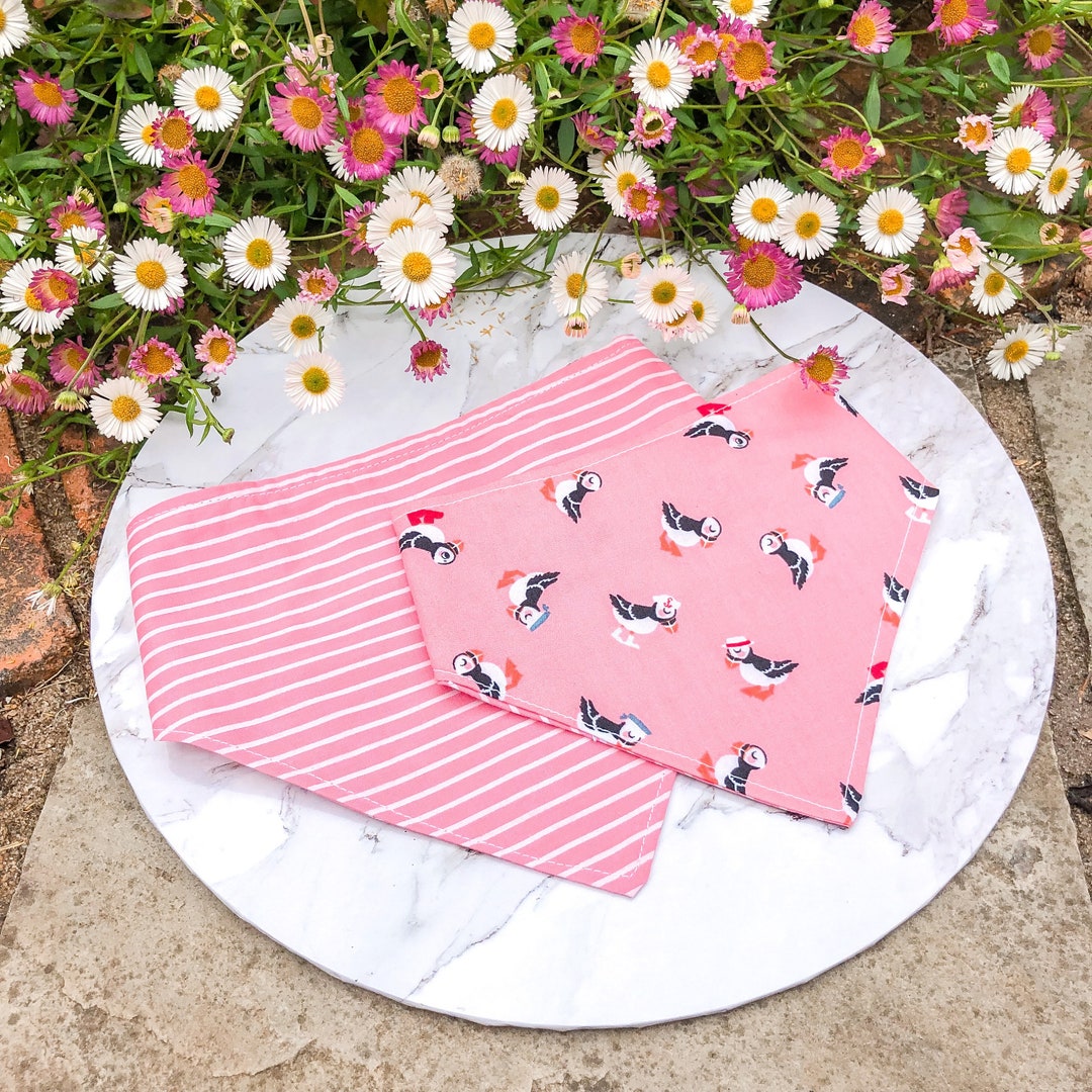 Pink Puffins Handmade Reversible Dog Bandana Mr Squidges Emporium - Etsy