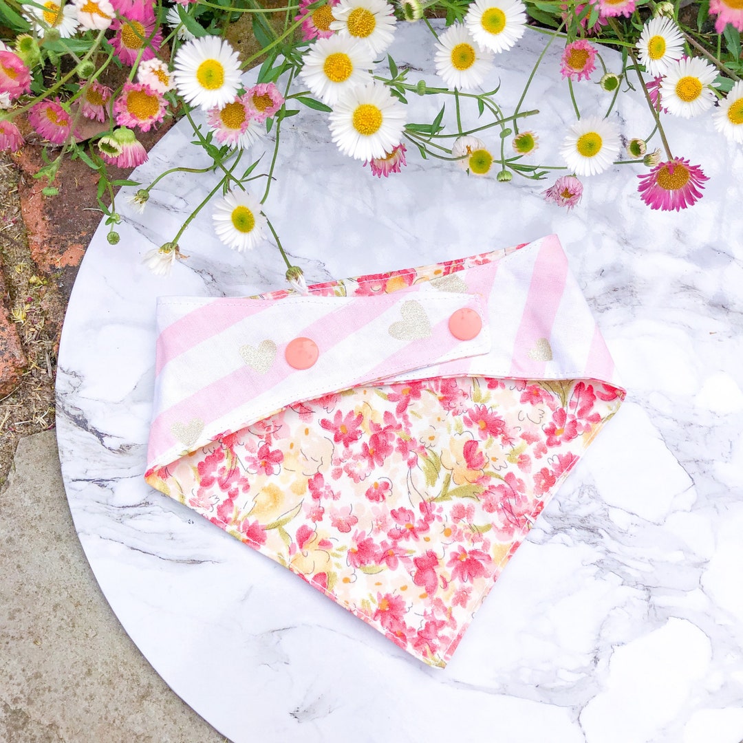 Pink Floral | Handmade Reversible Dog Bandana | Mr Squidge’s Emporium ...